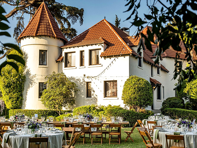 Fairytale architecture meets California sunshine at Wrensmoor Castle, where that distinctive turret practically begs you to let down your hair, Rapunzel-style.