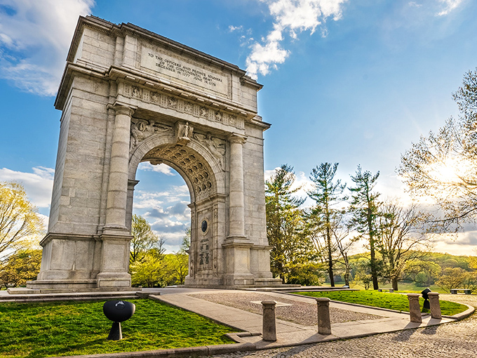 The National Memorial Arch stands like Pennsylvania's answer to Paris, minus the croissants but with twice the history.