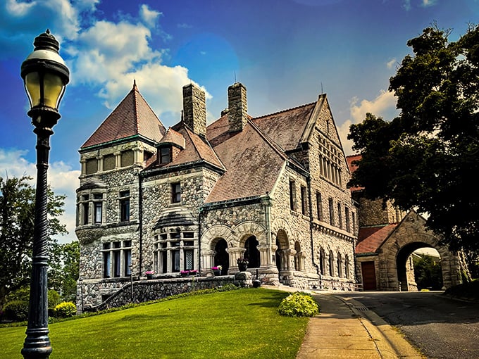 The Studebaker mansion stands like a stone sentinel against the Indiana sky, a Romanesque reminder that automobile tycoons knew how to live large.