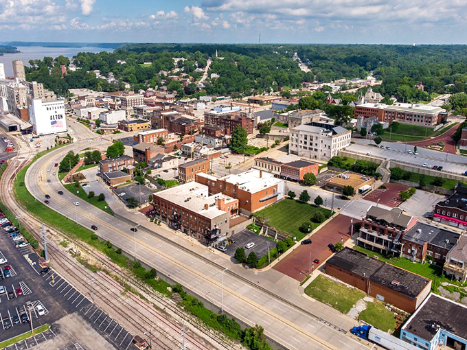 Downtown Alton's historic streetscape feels like a movie set where actual humans live, not some soulless strip mall where dreams go to die.