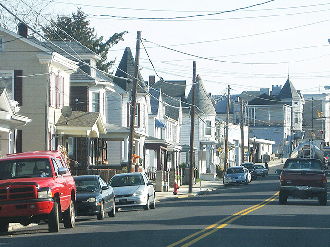 Quintessential small-town America unfolds along this Littlestown street, where historic homes stand shoulder to shoulder like old friends catching up.