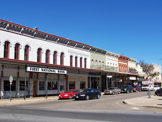 Historic storefronts line Granbury's town square, where time seems to slow down and window shopping becomes an Olympic sport.