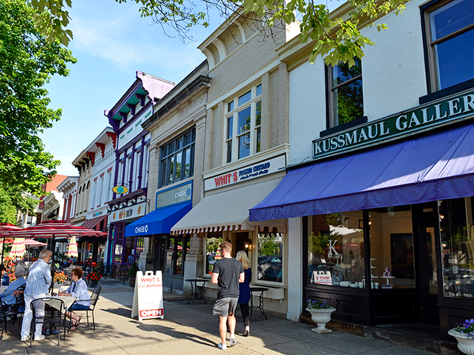 Granville's colorful storefronts create a shopping experience that feels like browsing through America's favorite small-town movie set.