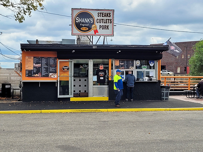 The unassuming orange and black exterior of Shank's Original stands like a beacon of hope for hungry Philadelphians. No frills, just sandwich thrills. 
