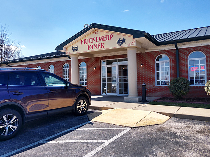 The brick exterior of Friendship Diner promises what every good diner should: comfort food served with a side of actual comfort.