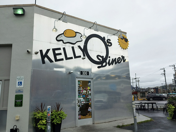 The metallic facade and sunny-side-up egg logo promise what lies within: unpretentious comfort food that Pittsburgh locals line up for daily.