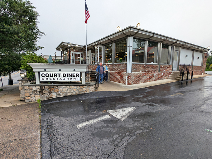 The classic American diner dream stands proudly in Media, PA. Court Diner's stone foundation and brick exterior promise comfort food that's outlasted food trends for good reason.