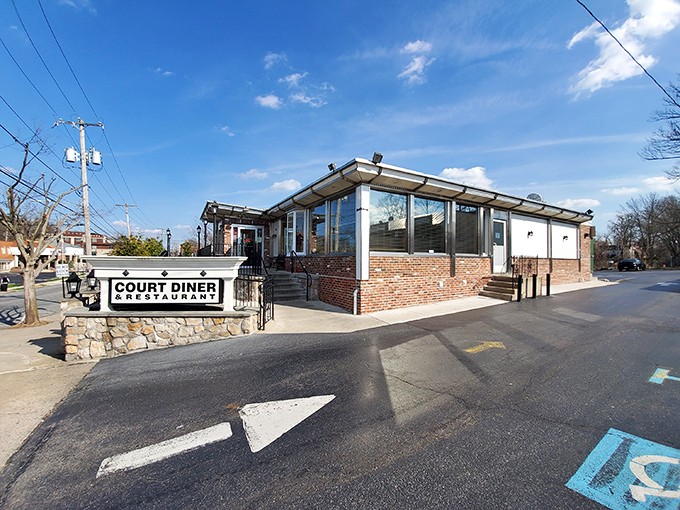 The classic brick exterior of Court Diner stands proudly in Media, an architectural handshake promising comfort food that never goes out of style.