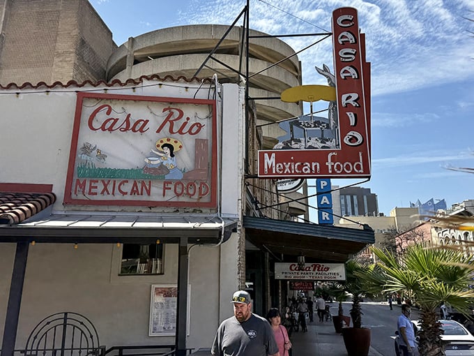 The iconic Casa Rio sign beckons like an old friend, promising authentic Mexican flavors that have stood the test of time on San Antonio's River Walk.