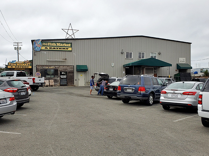 The unassuming exterior of seafood paradise&mdash;proof that the best culinary treasures often hide in plain sight along California's coast.