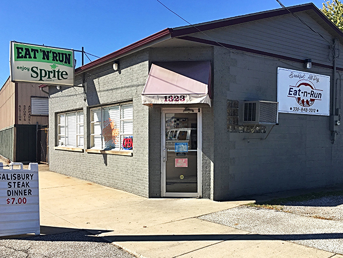 The unassuming exterior of Buck's Diner (Eat-N-Run) proves once again that culinary treasures often hide in plain sight. No fancy facade needed when the food speaks volumes.