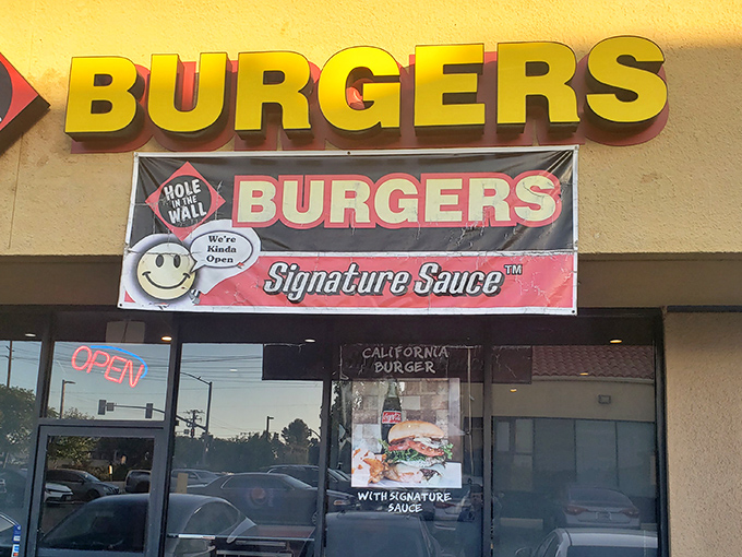That bright yellow "BURGERS" sign isn't trying to be fancy&mdash;it's a beacon of honest-to-goodness deliciousness waiting inside.