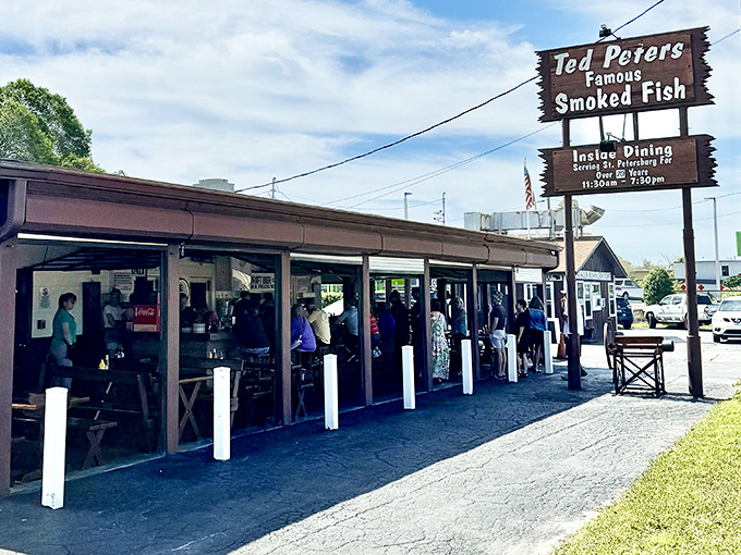 The unassuming exterior of Ted Peters has been luring seafood lovers for decades&mdash;proof that the best Florida experiences don't need fancy facades.