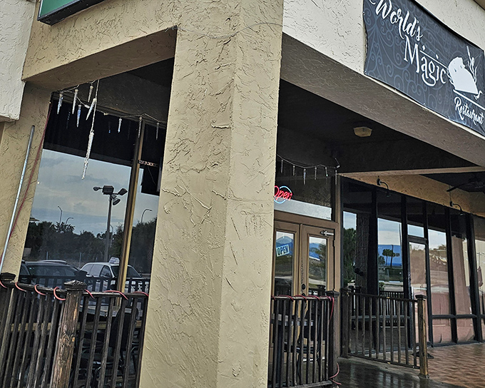 The unassuming exterior of World's Magic Restaurant hides culinary treasures within. Like finding a diamond in a strip mall, this Orlando gem rewards those who venture inside.