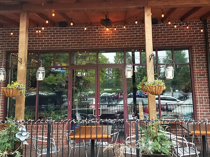The patio at Hook Line & Schooner beckons like a seafood siren, with hanging plants and string lights creating that "vacation in your hometown" vibe.