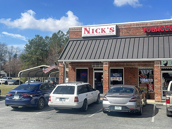 Nick's unassuming brick exterior hides burger greatness like a superhero's secret identity. No cape required, just an appetite for excellence.