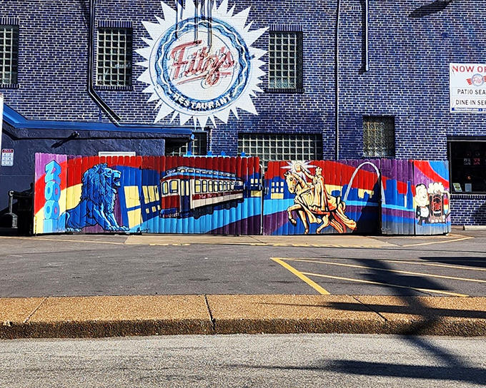 Fitz's iconic exterior welcomes you with vibrant murals and that signature sunburst logo&mdash;like a beacon calling all soda enthusiasts to their fizzy sanctuary.