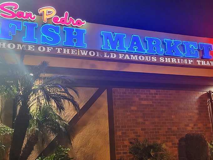 The iconic blue signage promises seafood nirvana &ndash; like finding the entrance to Poseidon's personal kitchen right in San Pedro.