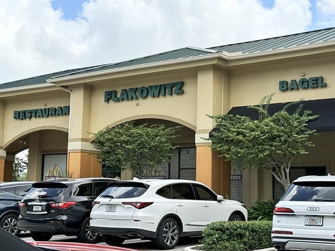 Flakowitz's unassuming strip mall exterior is like finding a Rolex in a cereal box—the ultimate reminder to never judge a deli by its stucco.