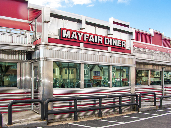 That gleaming stainless steel exterior isn't just eye-catching&mdash;it's a time machine disguised as a diner, ready to transport you to simpler times.