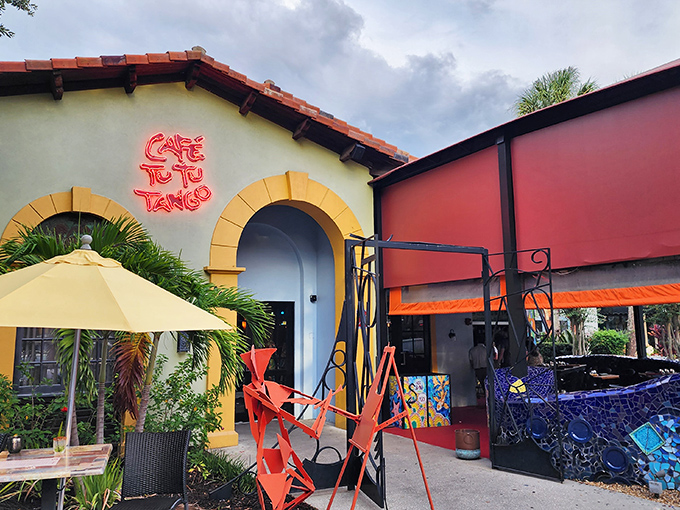 Bold colors and artistic flair announce this isn't your typical chain restaurant experience.