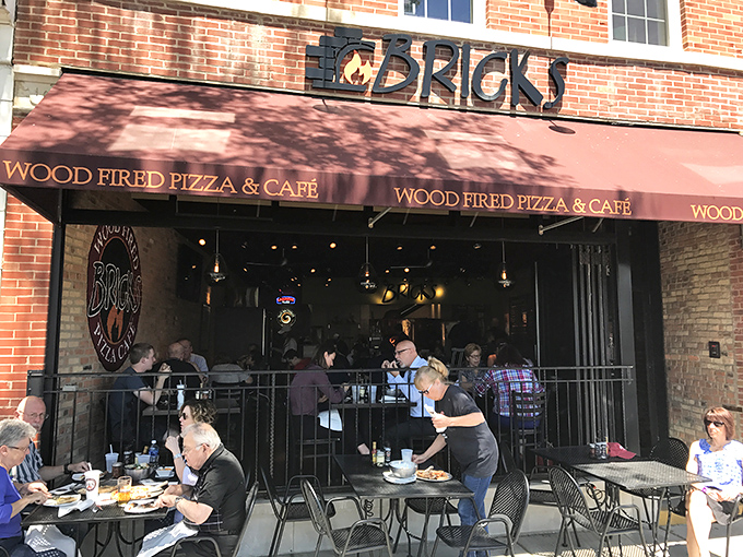The unassuming storefront of Bricks Wood Fired Pizza in Wheaton hides culinary magic within, like finding a Ferrari engine in a station wagon.