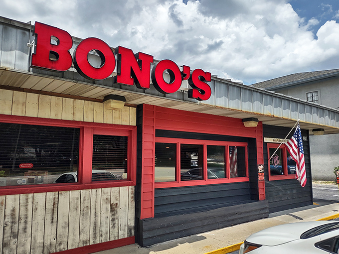 That iconic red sign against the Florida sky is like a barbecue lighthouse, guiding hungry souls to smoky salvation on Beach Boulevard.