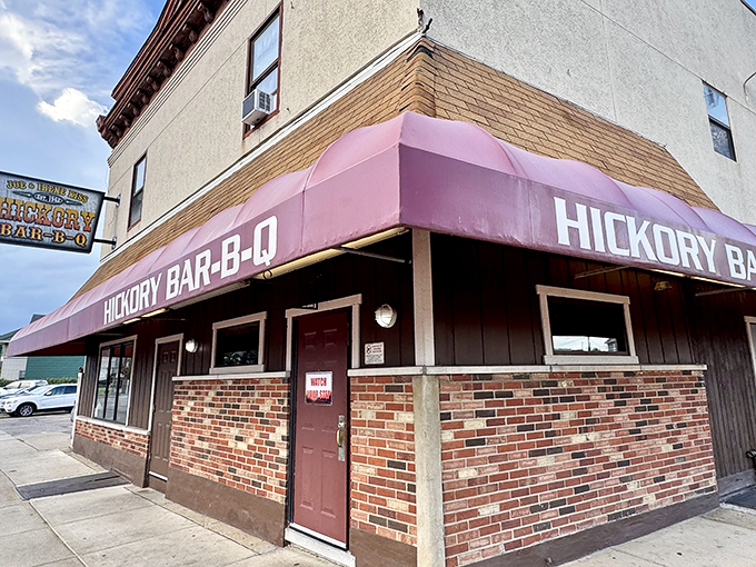 The iconic purple awning of Hickory Bar-B-Q has been beckoning hungry Daytonians since 1962. Some architectural trends come and go, but barbecue beacons are forever.