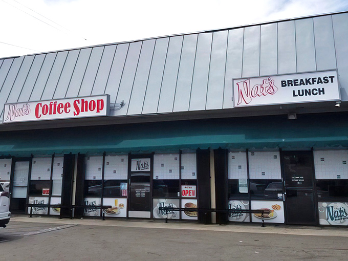 Sometimes the best treasures hide in plain sight, like this unassuming storefront promising morning magic.