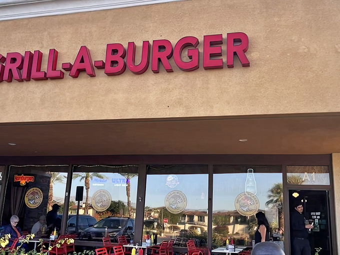The unassuming exterior of Grill-A-Burger proves once again that culinary treasures often hide in plain sight, nestled among Palm Desert's sun-drenched strip malls.