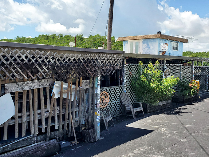 The unassuming exterior of Alabama Jack's proves once again that the best seafood joints often look like they might not pass a strict building inspection.