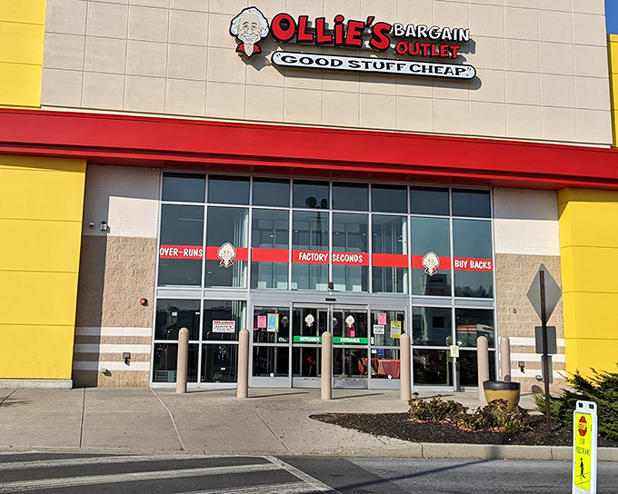 The iconic yellow and red exterior of Ollie's in Mechanicsburg stands like a beacon of bargains, promising treasure hunts that'll make your wallet smile.