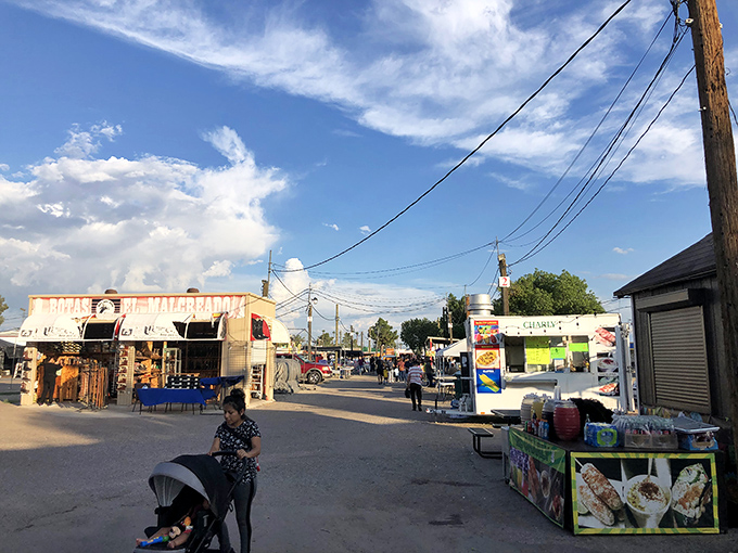 Rows of colorful clothing stretch into the distance as shoppers hunt for deals. The thrill of the bargain chase is palpable in the Arizona sunshine.