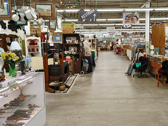 Aisles of possibility stretch before you, where one person's forgotten lamp becomes another's living room centerpiece. Every corner promises a new discovery.