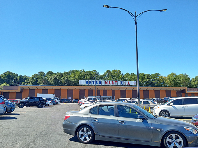 The orange and brown exterior of Metro Mart USA stands like a retail fortress in Atlanta, promising treasures within that your wallet won't run screaming from.