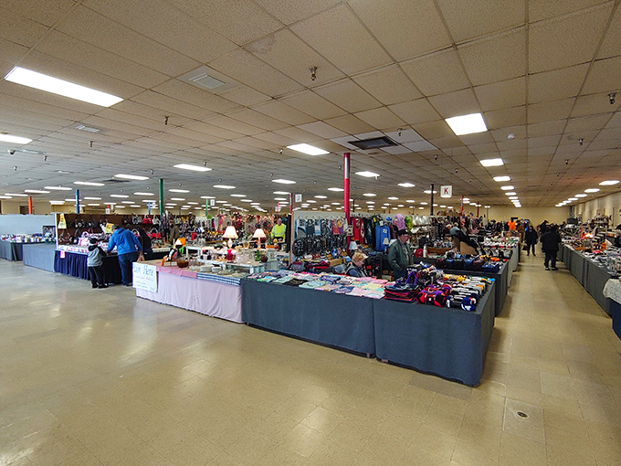 A treasure hunter's paradise stretches as far as the eye can see, with colorful vendor tables creating a labyrinth of potential discoveries.