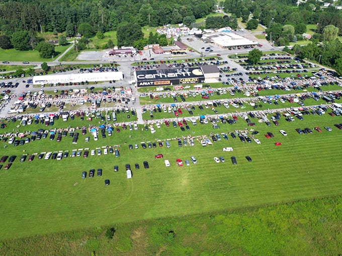 From above, Leighty's Flea Market transforms into a living treasure map. Hundreds of vendors, thousands of treasures, and endless possibilities spread across the Pennsylvania countryside.