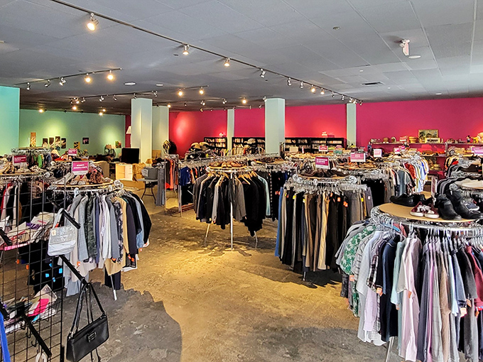 The unmistakable hot pink facade of Out of the Closet in Ansley makes it impossible to miss, like a beacon of bargain-hunting bliss in Atlanta.