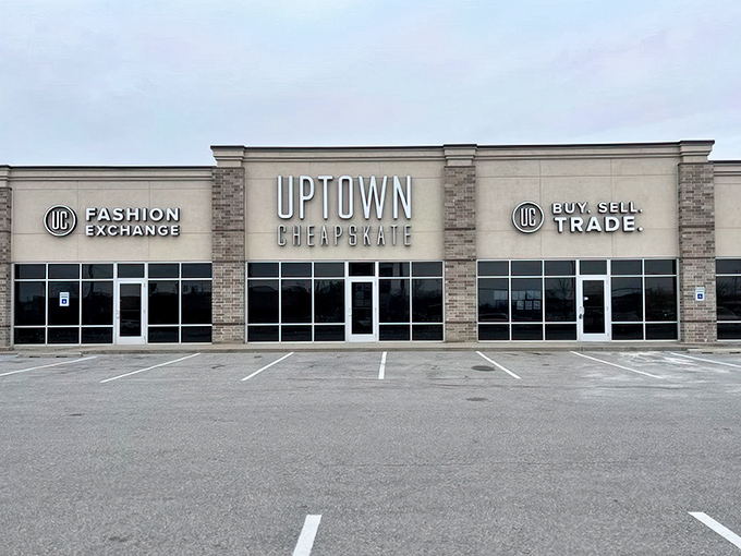 The unassuming exterior of Uptown Cheapskate in Fort Wayne belies the fashion wonderland waiting inside. Treasure hunters, prepare yourselves!