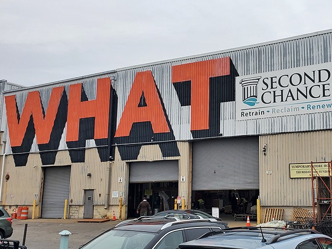 The iconic signage greets treasure hunters like a carnival barker promising wonders within. Baltimore's ultimate recycling adventure begins here.
