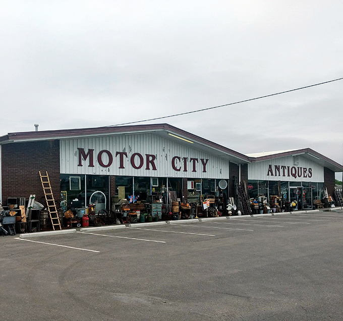 The unassuming exterior of Motor City Antique Gallery hides treasures that would make treasure hunters weep with joy.