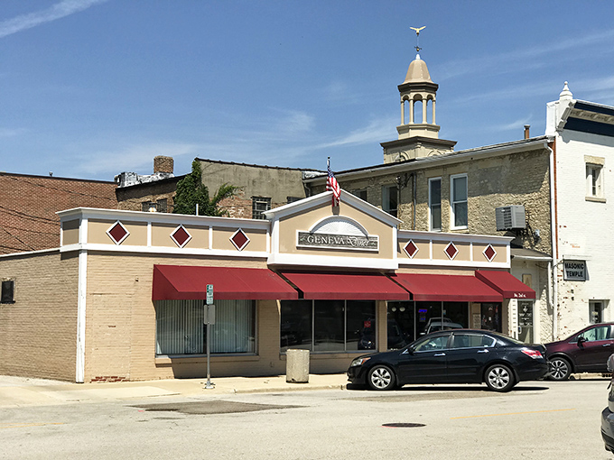 The unassuming exterior of Geneva Diner stands like a culinary lighthouse in downtown Geneva, promising comfort and satisfaction to all who enter.