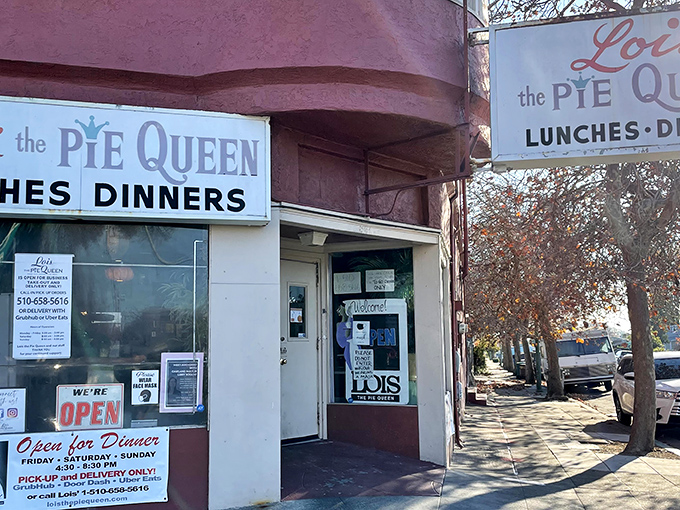 The unassuming exterior of Lois the Pie Queen stands like a humble guardian of Oakland's soul food legacy, promising comfort without pretension.