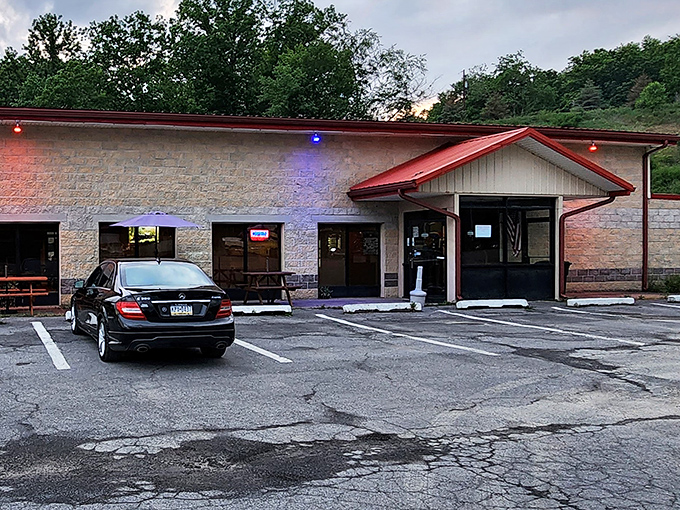 The unassuming exterior of Kavkaz Restaurant stands like a culinary speakeasy in rural Pennsylvania, promising Eastern European treasures for those in the know.