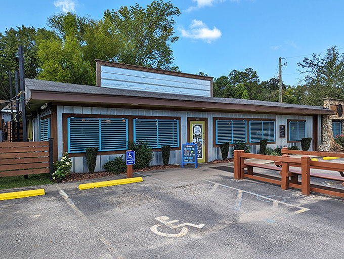 The unassuming exterior of Higher Ground Char House hides culinary treasures within, like finding a diamond in your backyard that's been there all along.