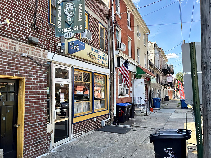 Lou's iconic blue and white storefront has been beckoning hungry Norristown locals since 1941. Some architectural styles come and go, but cheesesteak perfection is timeless.