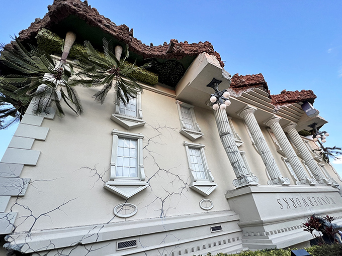 Architecture having an existential crisis! This upside-down building defies gravity and common sense, making it Orlando's most eye-catching landmark.