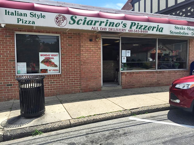 The unassuming brick façade of Sciarrino's hides culinary treasures within, like finding a Picasso at a yard sale. Monday night pizza specials beckon hungry passersby.