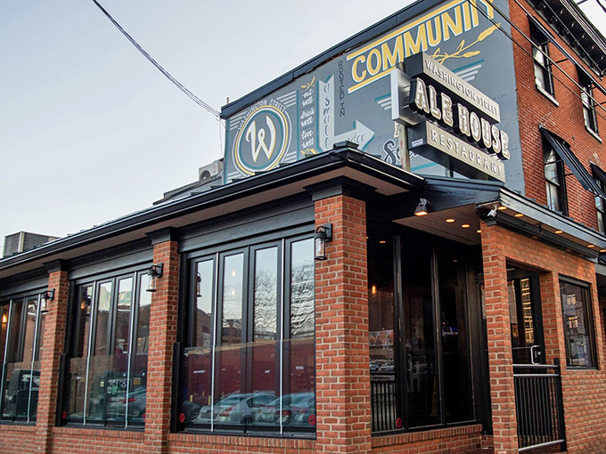 The iconic red brick exterior of Washington Street Ale House stands proudly in downtown Wilmington, a beacon for hungry Delawareans seeking cheesesteak salvation.
