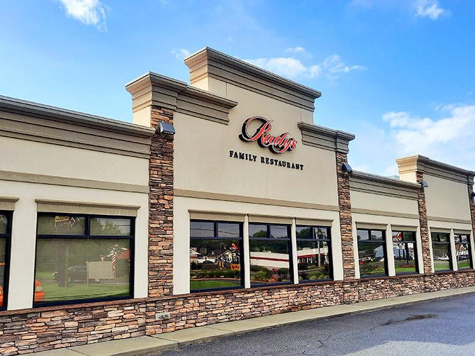 Rudy's stone-accented exterior doesn't need flashy gimmicks &ndash; like a perfectly seasoned steak, it lets quality speak for itself. 